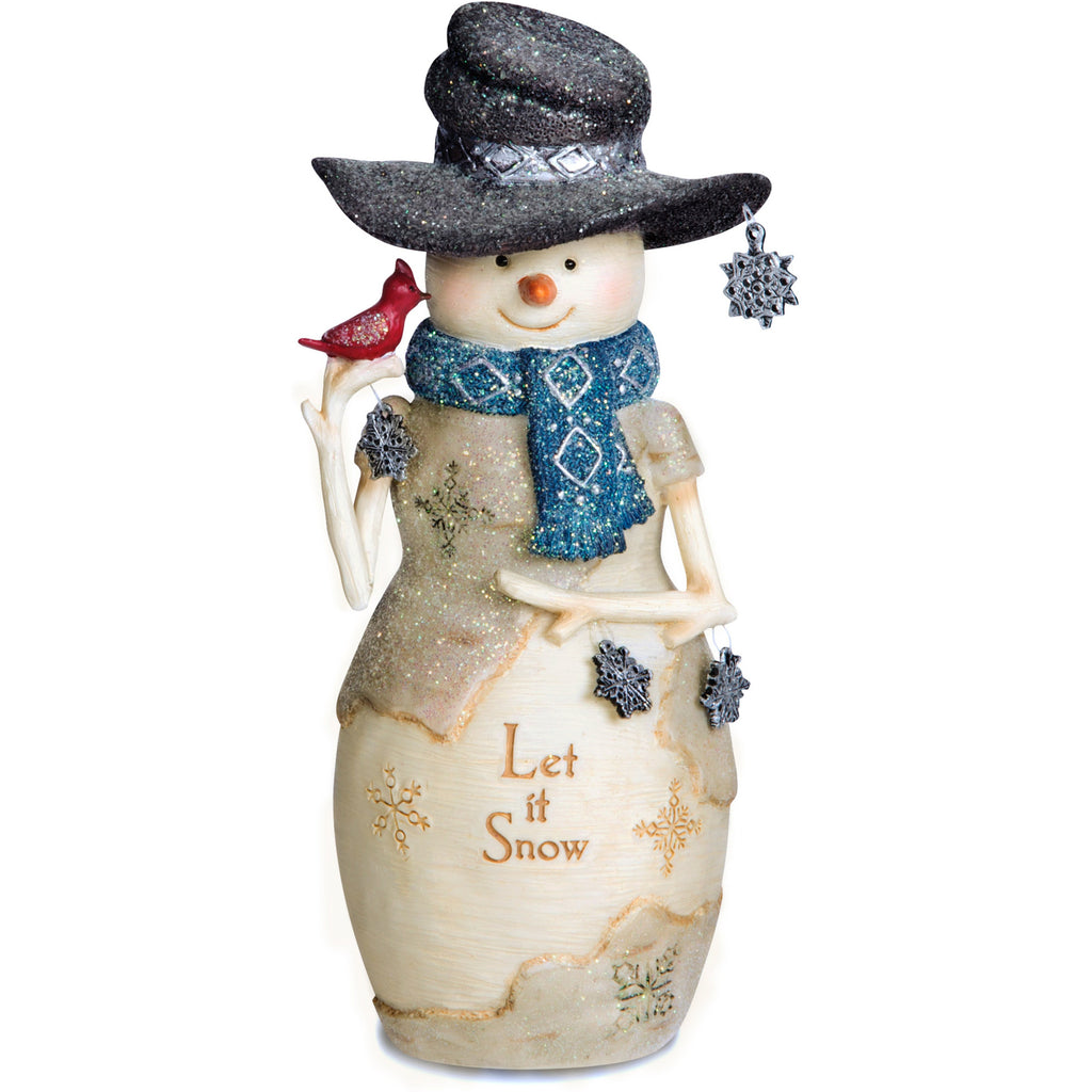 Let it Snow 6" Snowman Holding Snowflakes and Cardinal – Pavilion - Retail