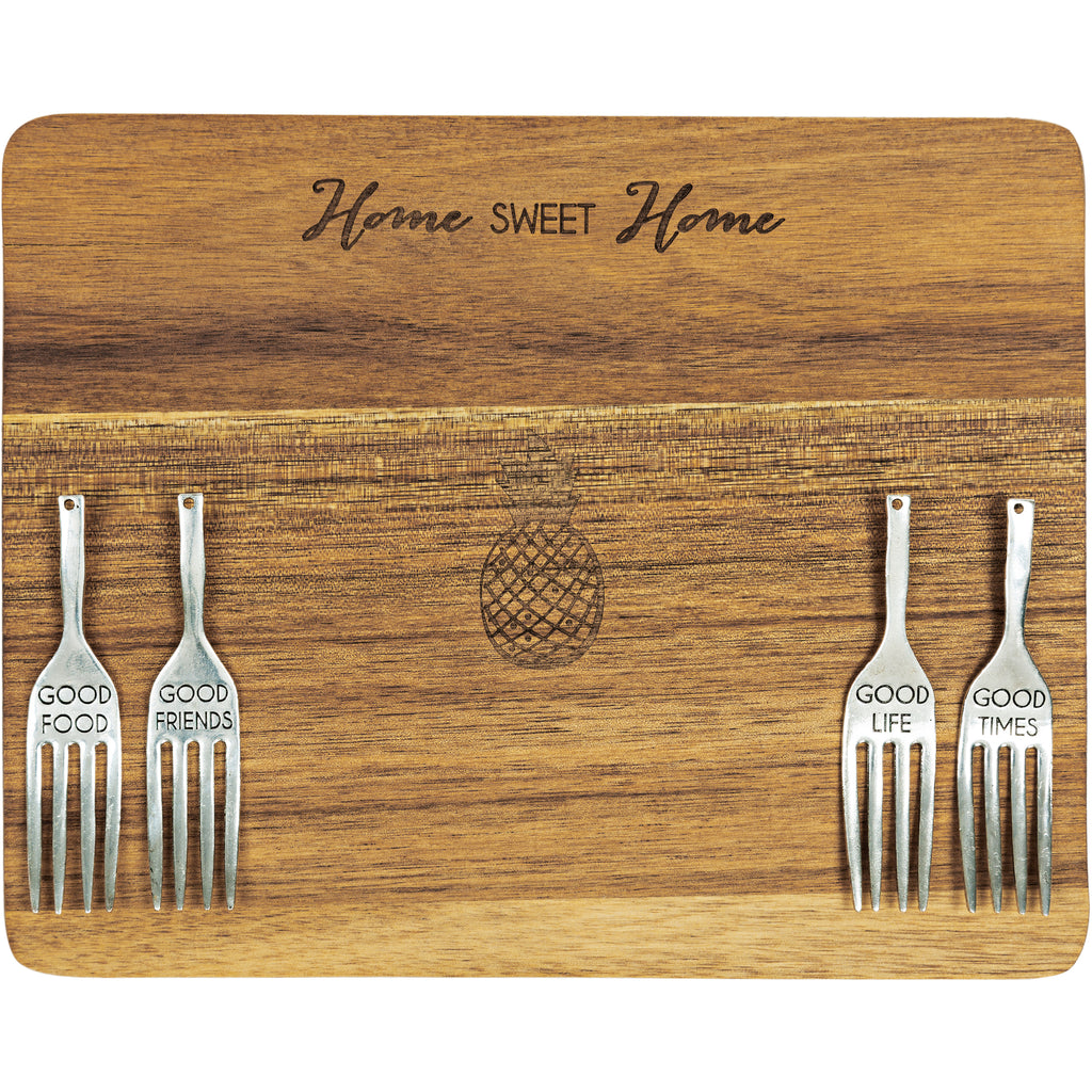 Home Sweet Home 9" Acacia Cheese/Bread Board Set – Pavilion